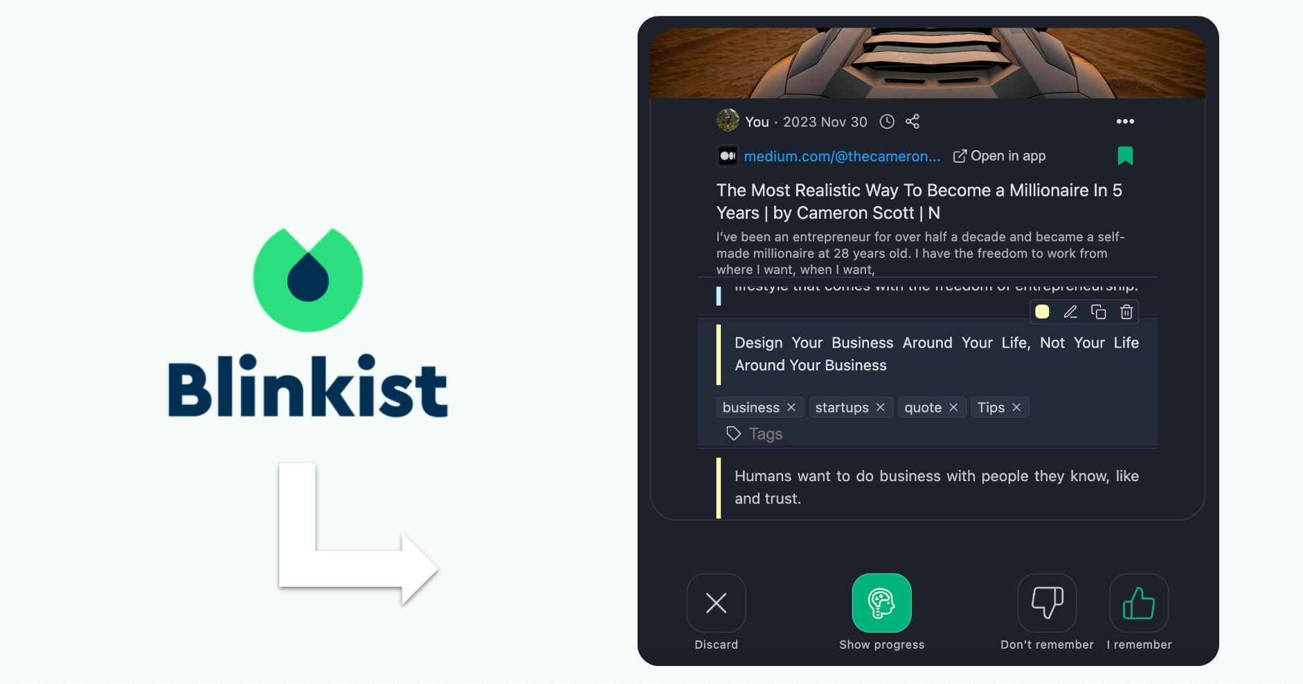 Remember Blinkist Summaries with Spaced Repetition Learning